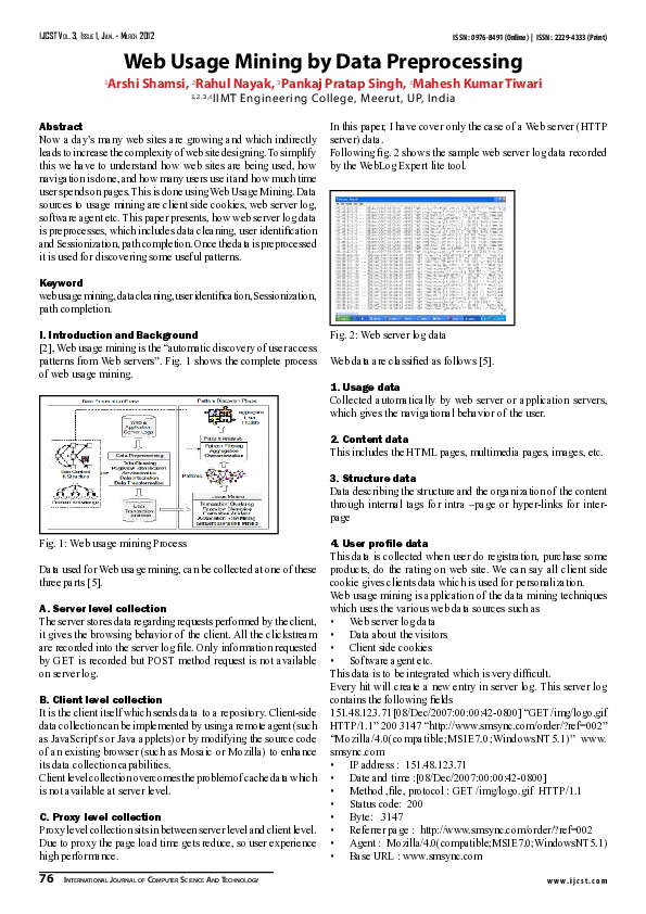 Pdf Web Usage Mining By Data Preprocessing