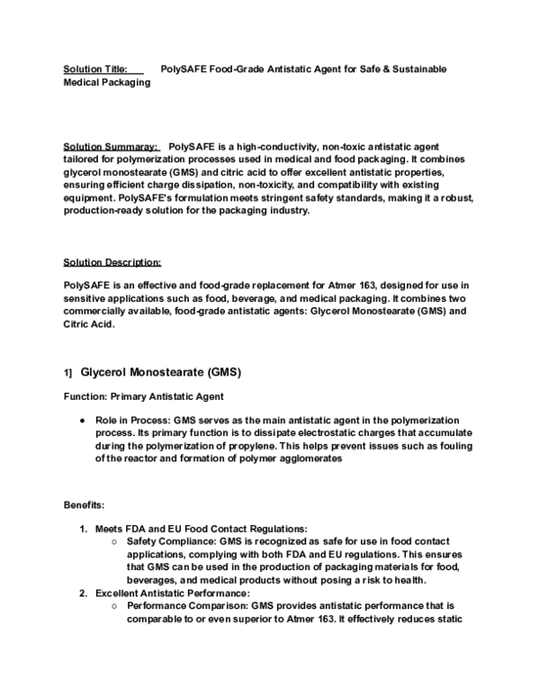 (PDF) Solution Title: PolySAFE Food-Grade Antistatic Agent for Safe ...