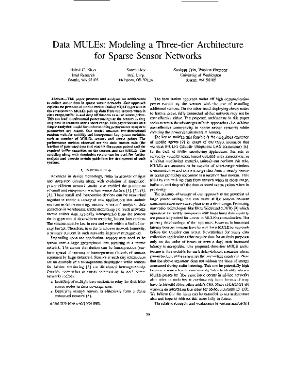 Pdf Data Mules Modeling A Three Tier Architecture For Sparse Sensor
