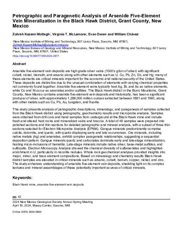 (PDF) Petrographic and Paragenetic Analysis of Arsenide Five-Element ...