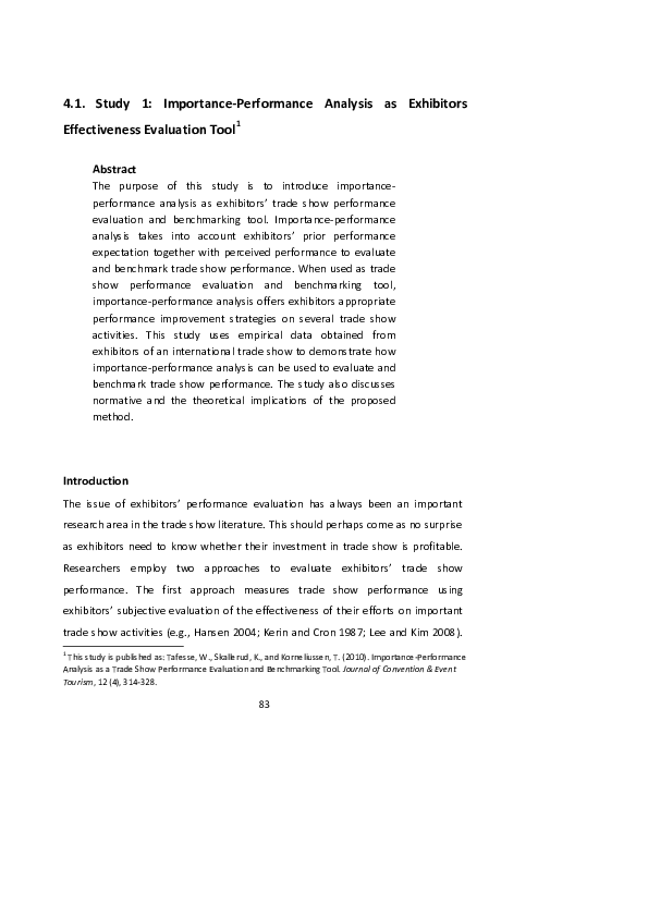 (PDF) Importance Performance Analysis as a Trade Show Performance Evaluation and Benchmarking Tool
