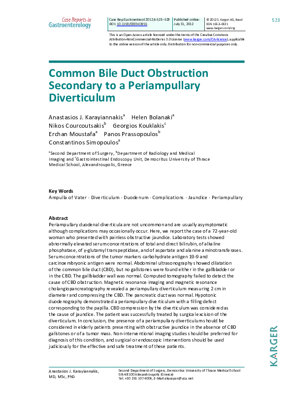 (PDF) Common bile duct obstruction secondary to a periampullary ...