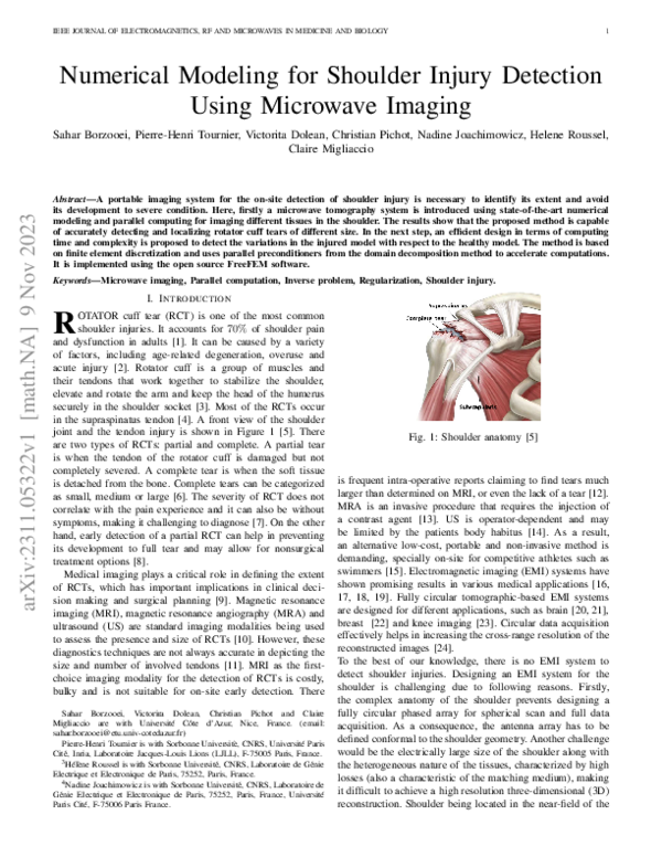 (PDF) Numerical Modeling for Shoulder Injury Detection Using Microwave ...