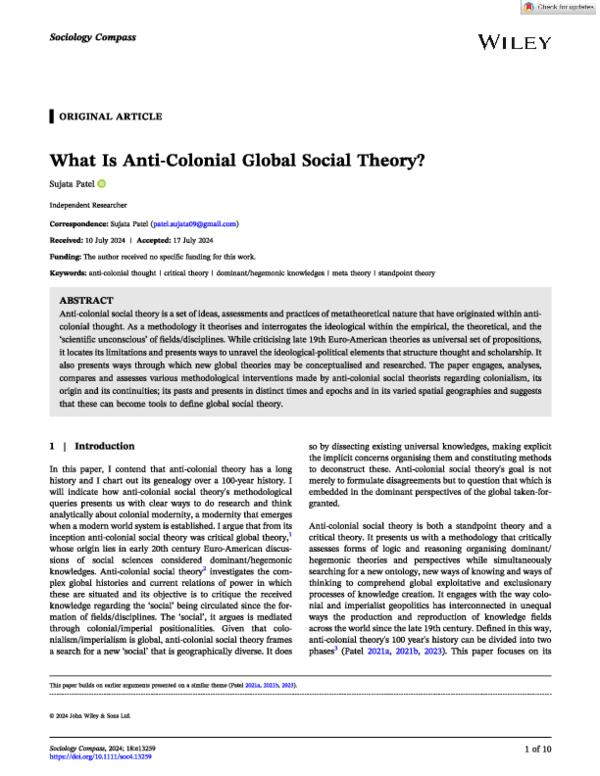 (PDF) What is Anti-Colonial Theory?