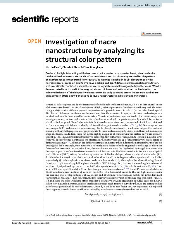 (PDF) Investigation of Nacre Nanostructure by Analyzing Its Structural ...