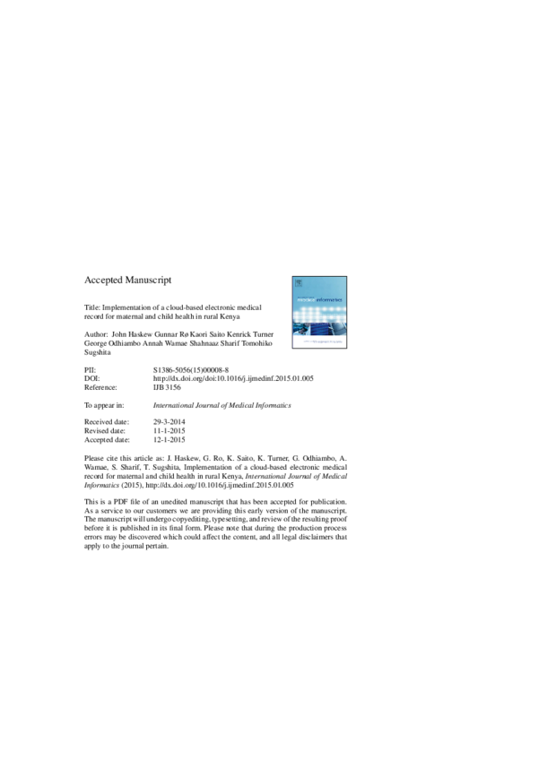 (PDF) Implementation of a cloud-based electronic medical record for ...