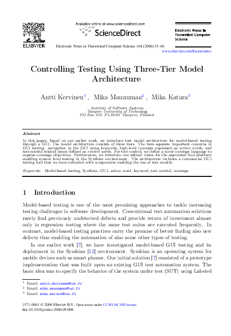 Pdf Controlling Testing Using Three Tier Model Architecture