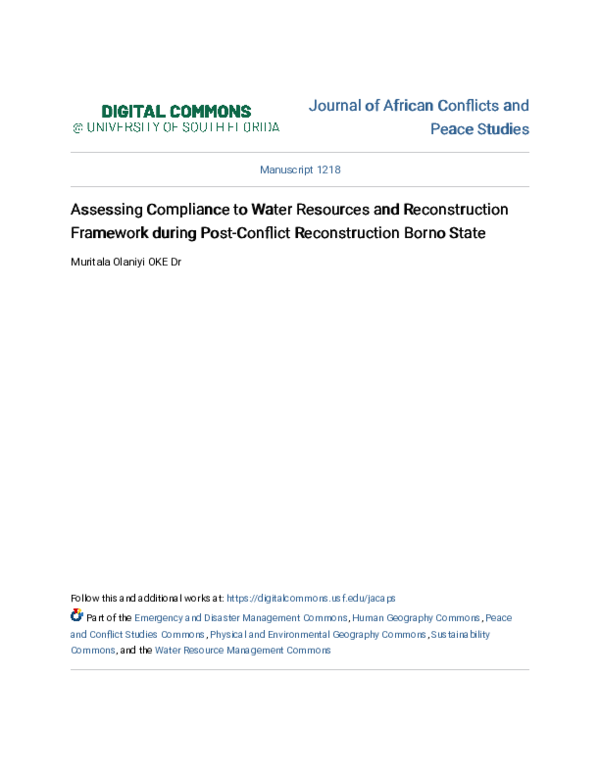 (PDF) Compliance to Water Resources and Reconstruction Framework during ...