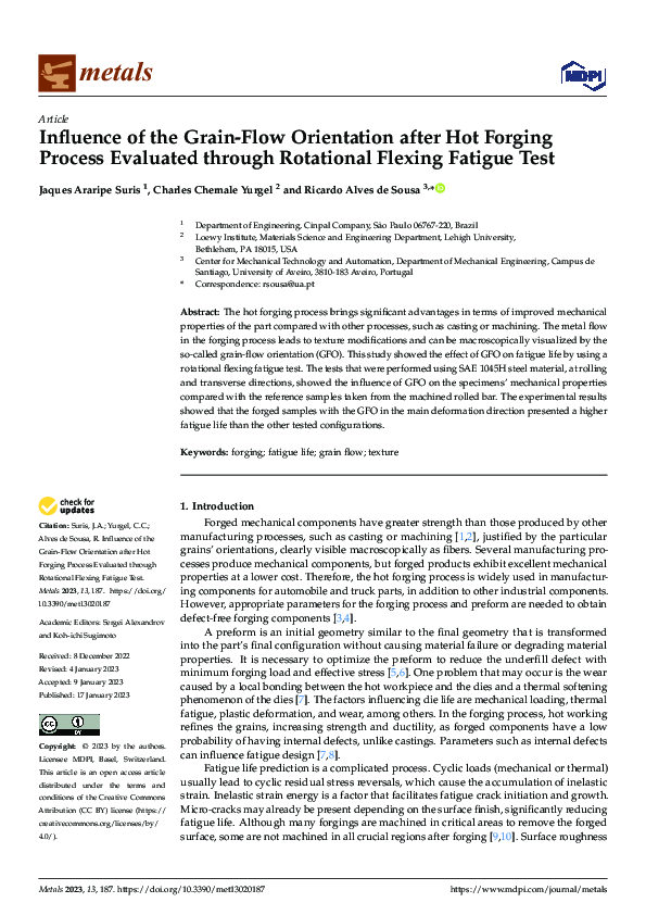 (PDF) Influence of the Grain-Flow Orientation after Hot Forging Process ...