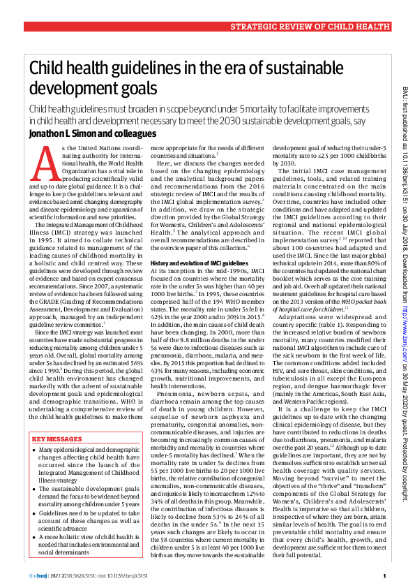 (PDF) Child health guidelines in the era of sustainable development goals