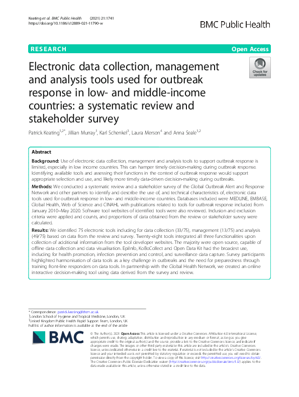 (PDF) Electronic data collection, management and analysis tools used ...