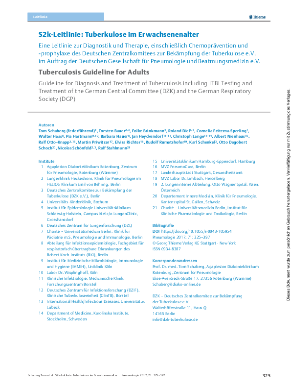 (PDF) [Tuberculosis Guideline for Adults - Guideline for Diagnosis and ...