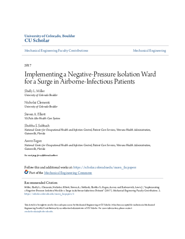 (PDF) Implementing a negative-pressure isolation ward for a surge in ...