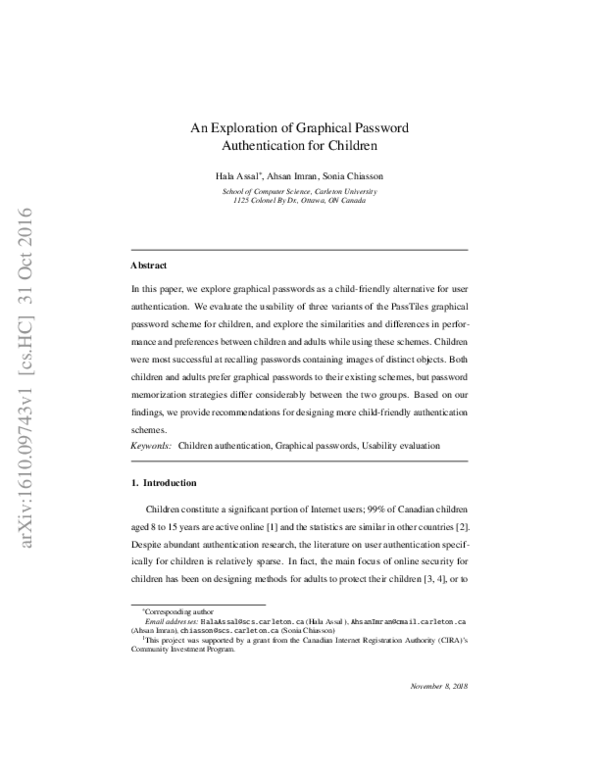 (PDF) An exploration of graphical password authentication for children