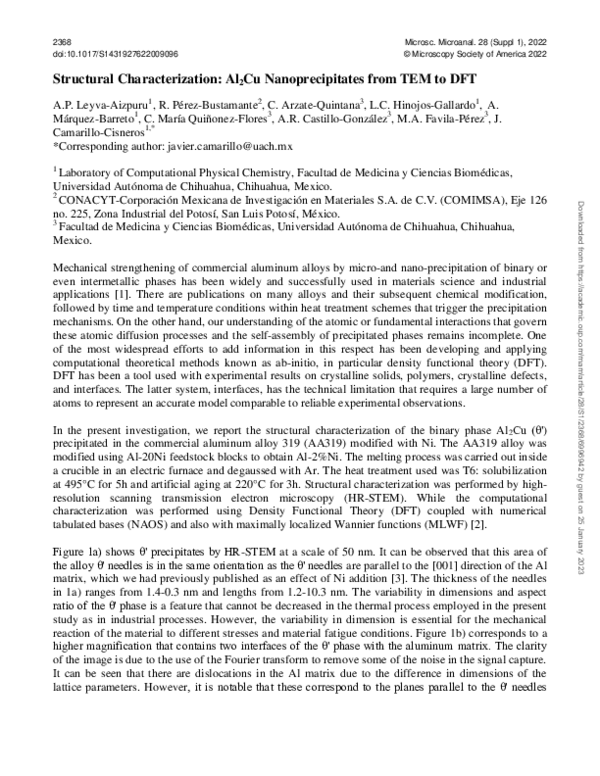 (PDF) Structural Characterization: Al2Cu Nanoprecipitates from TEM to DFT