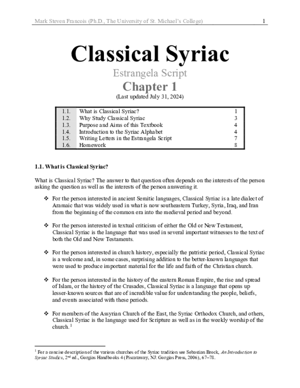 (PDF) Classical Syriac Grammar - Chapter 1