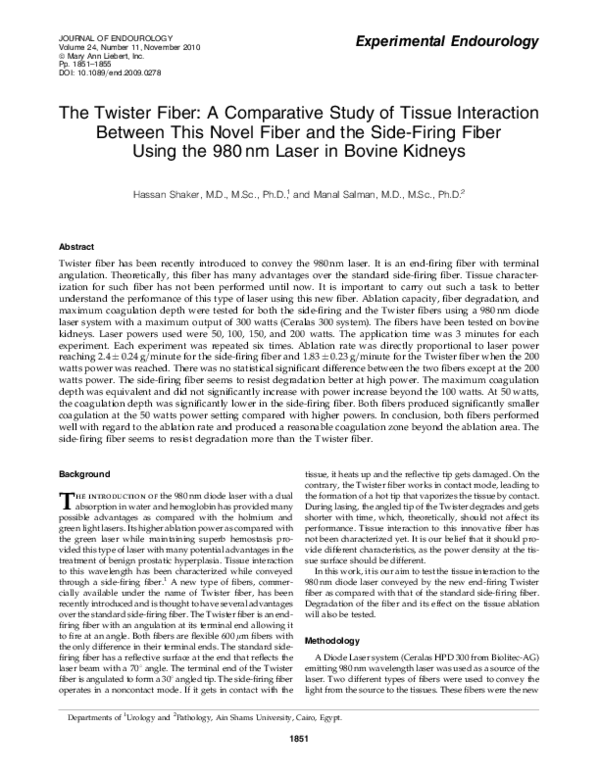 (PDF) The Twister Fiber: A Comparative Study of Tissue Interaction ...