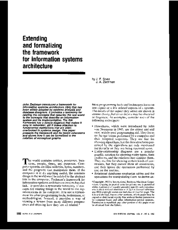 (PDF) Extending and formalizing the framework for information systems architecture