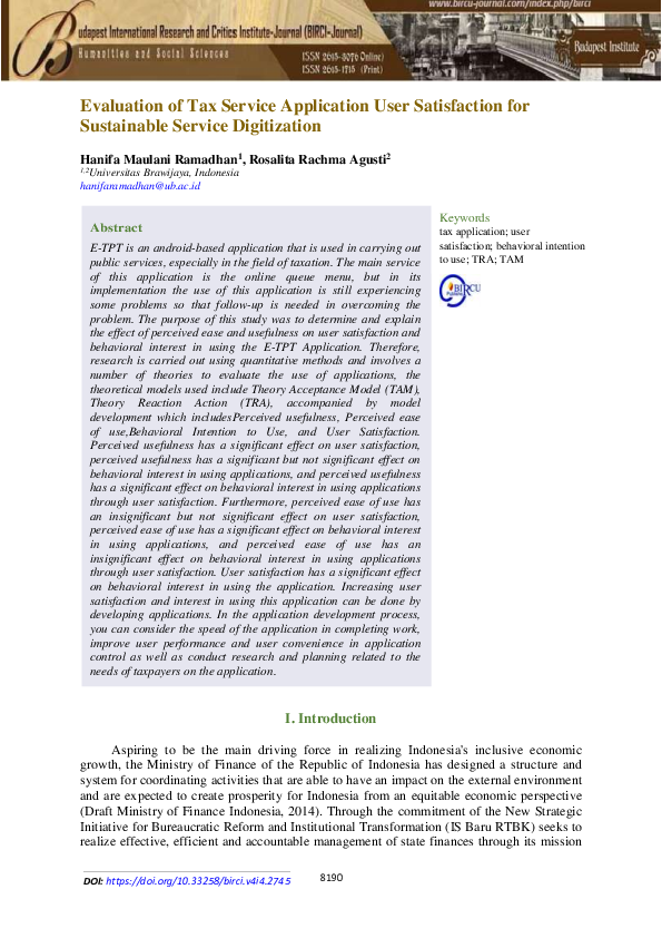 (PDF) Evaluation of Tax Service Application User Satisfaction for ...