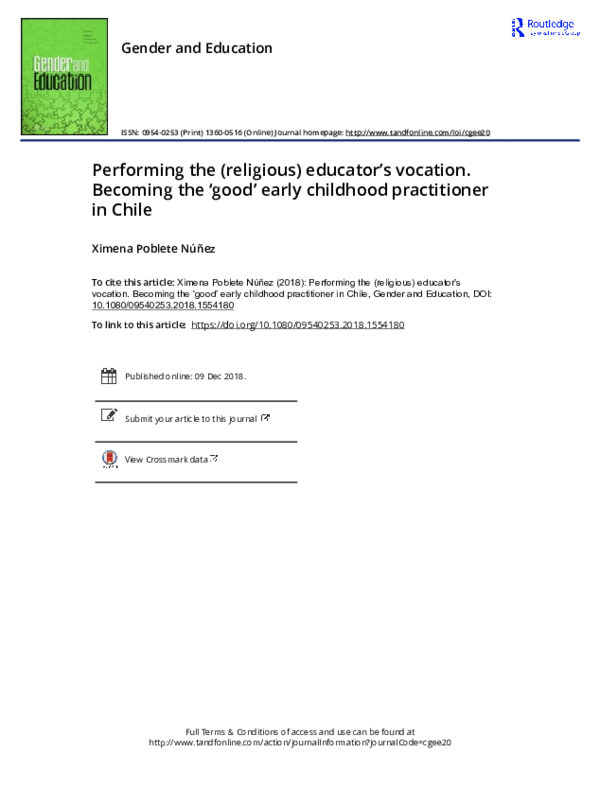 (PDF) Performing the (religious) educator’s vocation. Becoming the ...