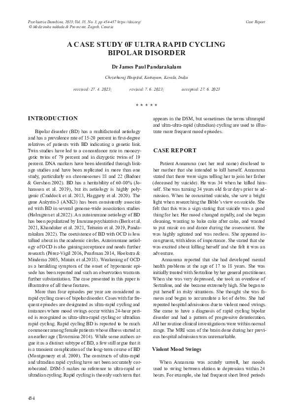 (PDF) A Case Study 0F Ultra Rapid Cycling Bipolar Disorder