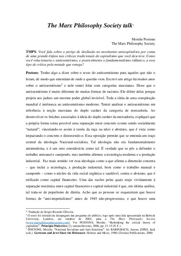 (PDF) The Marx Philosophy Society talk - Moishe Postone (2024)