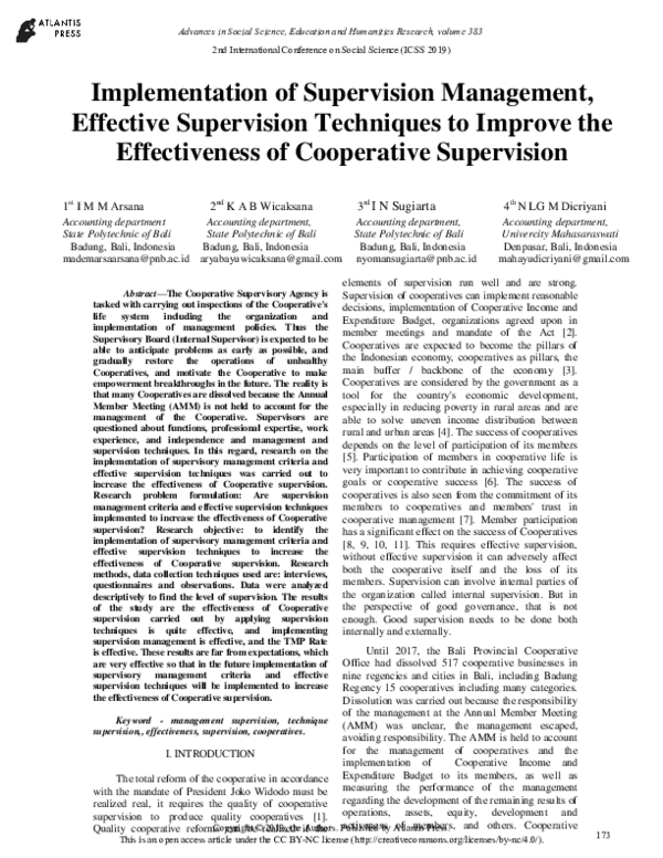 (PDF) Implementation of Supervision Management; Effective Supervision ...