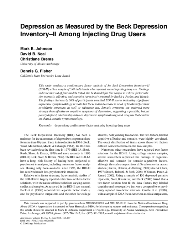 (PDF) Depression as Measured by the Beck Depression Inventory-II Among ...