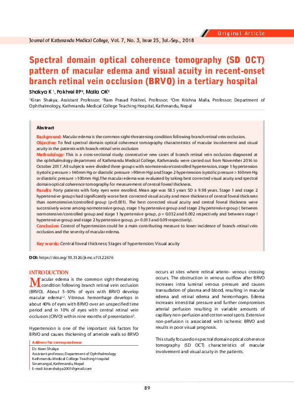 (PDF) Spectral domain optical coherence tomography (SD OCT) pattern of ...