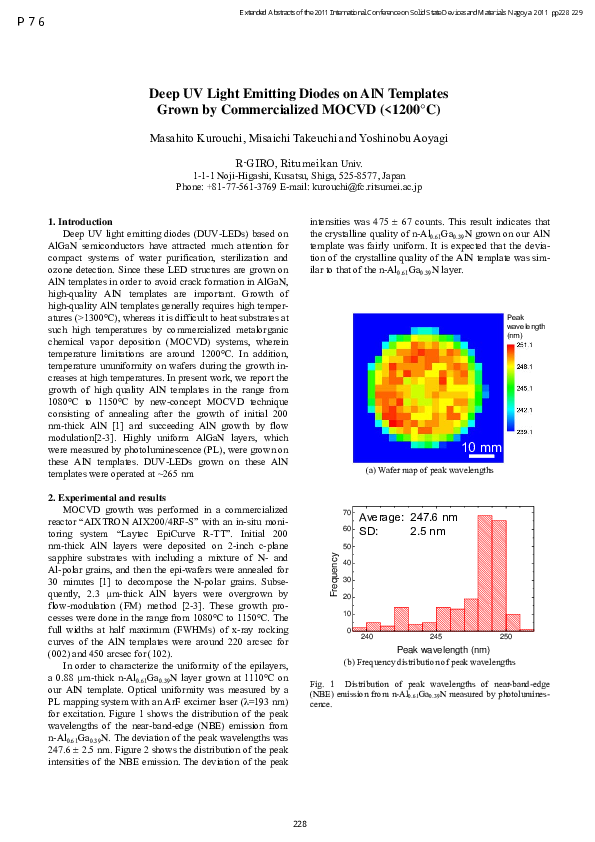 (PDF) Deep UV Light Emitting Diodes on AlN Templates Grown by ...