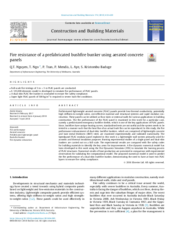 (PDF) Fire resistance of a prefabricated bushfire bunker using aerated ...