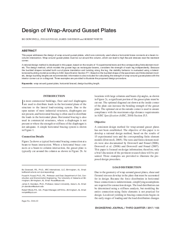 (PDF) Design of Wrap-Around Gusset Plates