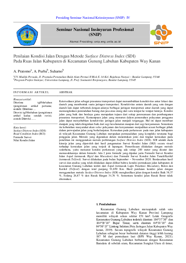 (PDF) Penilaian Kondisi Jalan Dengan Metode Surface Distress Index (SDI ...