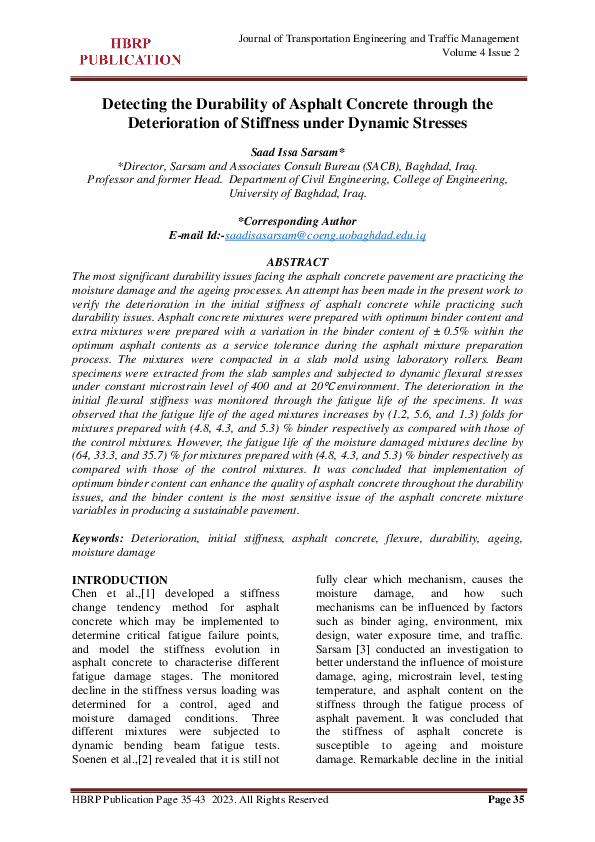 (PDF) Detecting the Durability of Asphalt Concrete through the Deterioration of Stiffness under ...