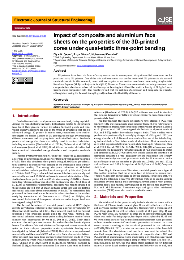 (PDF) Impact of composite and aluminium face sheets on the properties ...