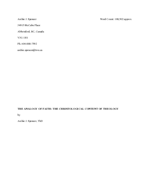 (PDF) Analogy of Faith Submission Draft