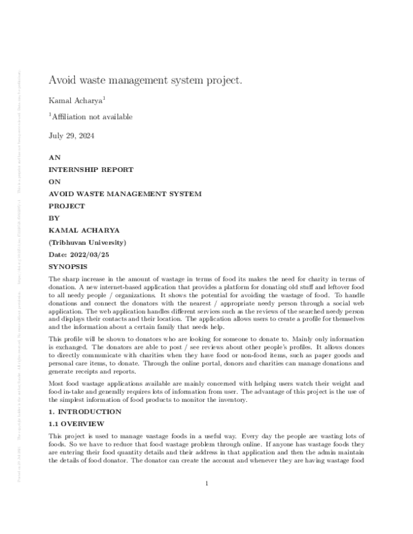 (PDF) Avoid food waste management system project