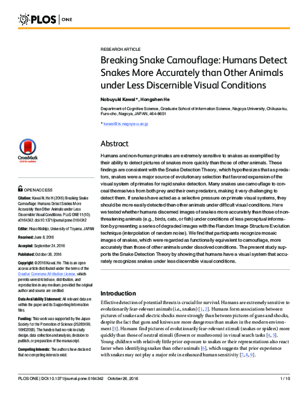 (PDF) Breaking Snake Camouflage: Humans Detect Snakes More Accurately ...