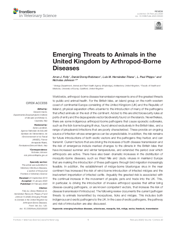 (PDF) Emerging Threats to Animals in the United Kingdom by Arthropod ...