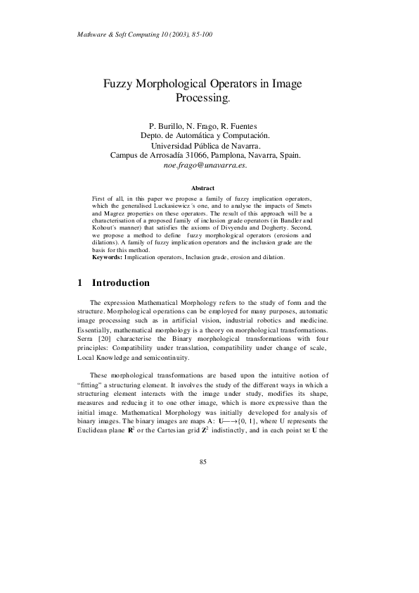 (PDF) Fuzzy morphological operators in image processing