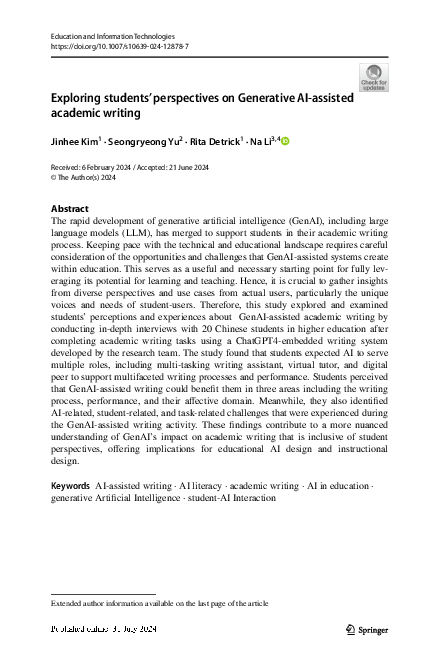 (PDF) Exploring students' perspectives on Generative AI-assisted ...