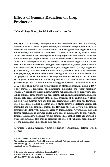 (PDF) Effects of Gamma Radiation on Crop Production