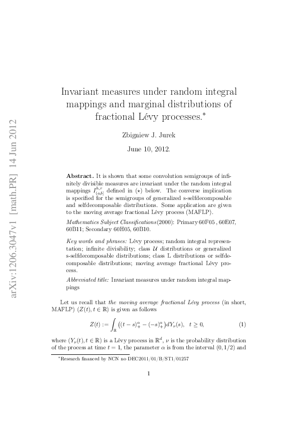 (PDF) Invariant Measures in Random Integral Mappings