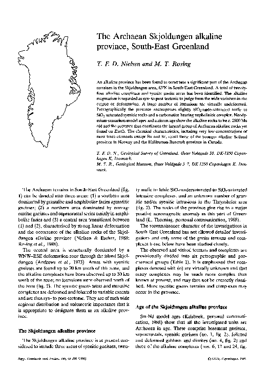 (PDF) The Archaean Skjoldungen alkaline province, South-East Greenland