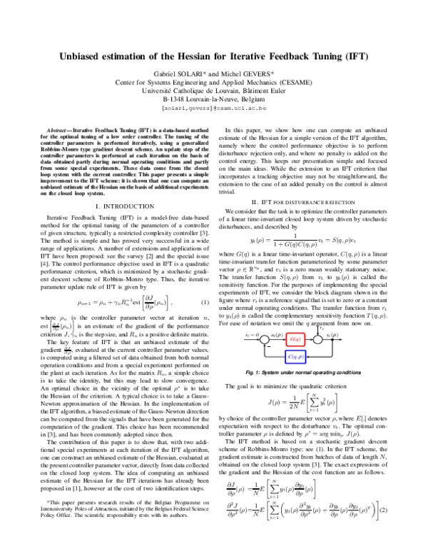 (PDF) Unbiased estimation of the Hessian for iterative feedback tuning ...