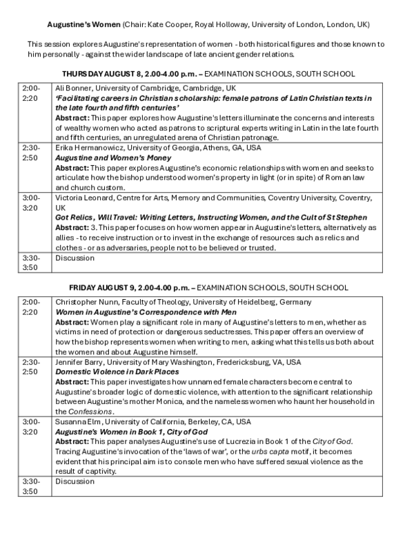 (PDF) Workshop: Augustine's Women