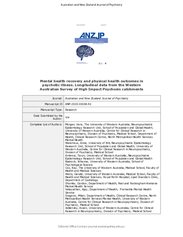 (PDF) Mental health recovery and physical health outcomes in psychotic ...