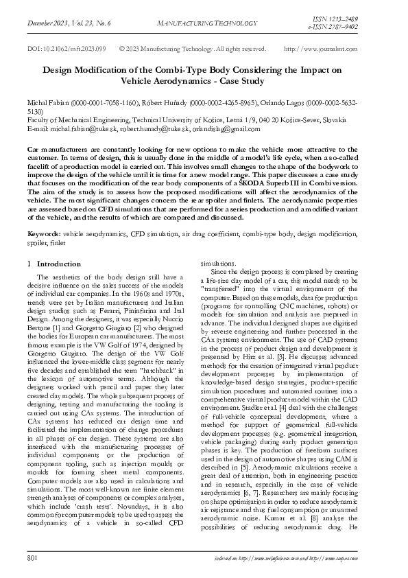 (PDF) Design Modification of the Combi-type Body Considering the Impact on Vehicle Aerodynamics ...