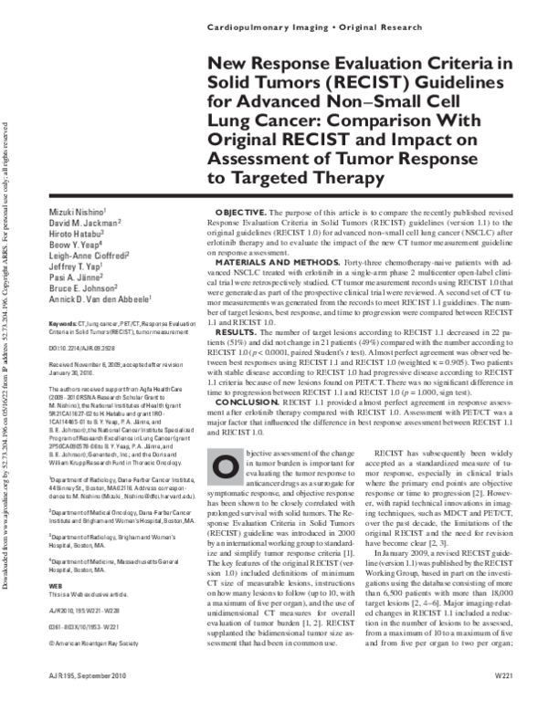 (PDF) New Response Evaluation Criteria in Solid Tumors (RECIST ...