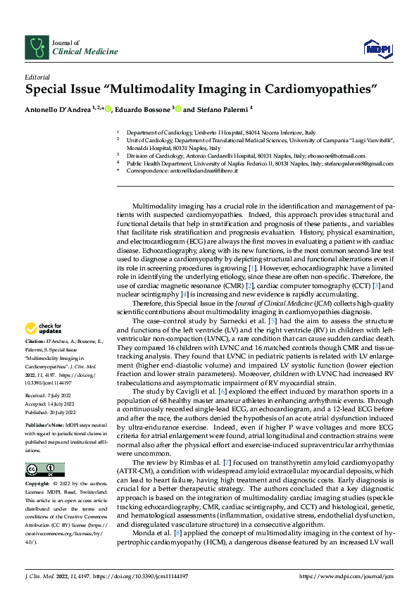 (PDF) Special Issue “Multimodality Imaging in Cardiomyopathies”